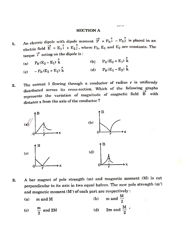 Cls 12 Physics Test | PDF