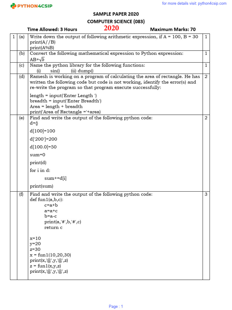 Sample Paper 2 | PDF | Computer Network | Computer Program