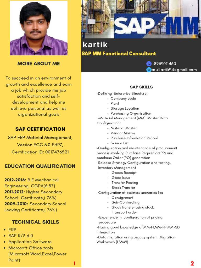 Kartik Resume PDF | PDF | Enterprise Resource Planning | Information Technology