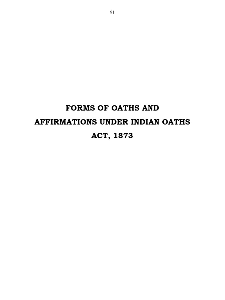 Forms of Oaths and Affirmations Under Indian Oaths Act, 1873 | PDF | Oath | Legal Procedure