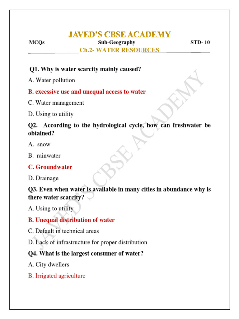 ch.2 - WATER RESOURCES | PDF | Water | Water Resources