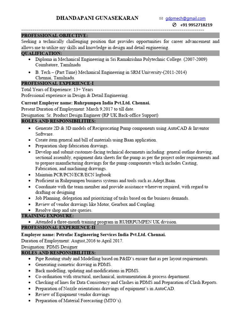G Dhandapani-CV | PDF | Engineering | Mechanical Engineering G Dhandapani-CV | PDF | Engineering | Mechanical Engineering