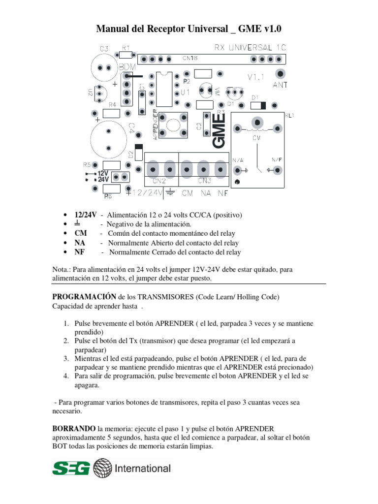Manual Receptor 1 Canal SEG | PDF