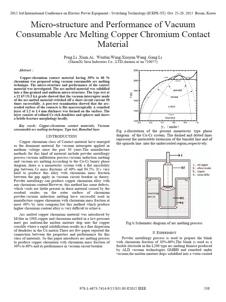 Consumable Arc Melting Copper Chromium Contact | PDF | Chromium ...
