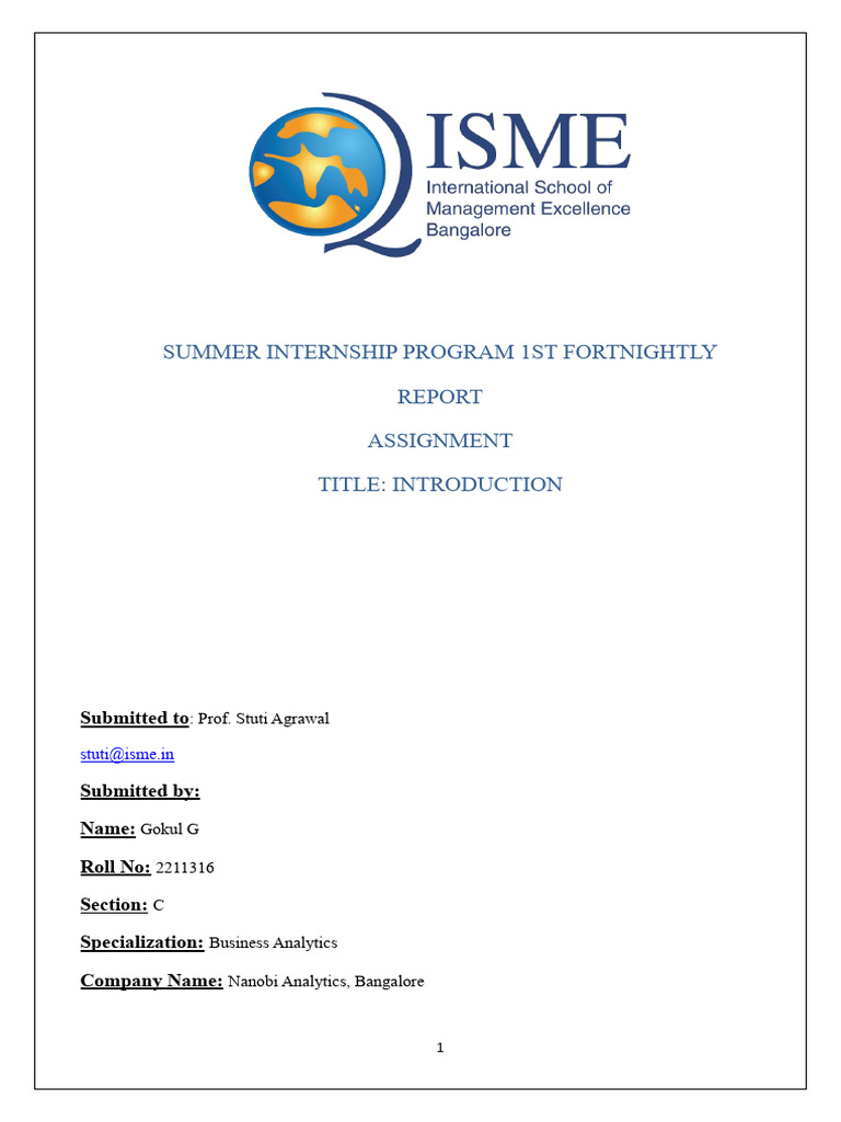 SIP - 1ST FORTNIGHTLY - Assignment | PDF | Intelligence (AI) & Semantics | Artificial Intelligence