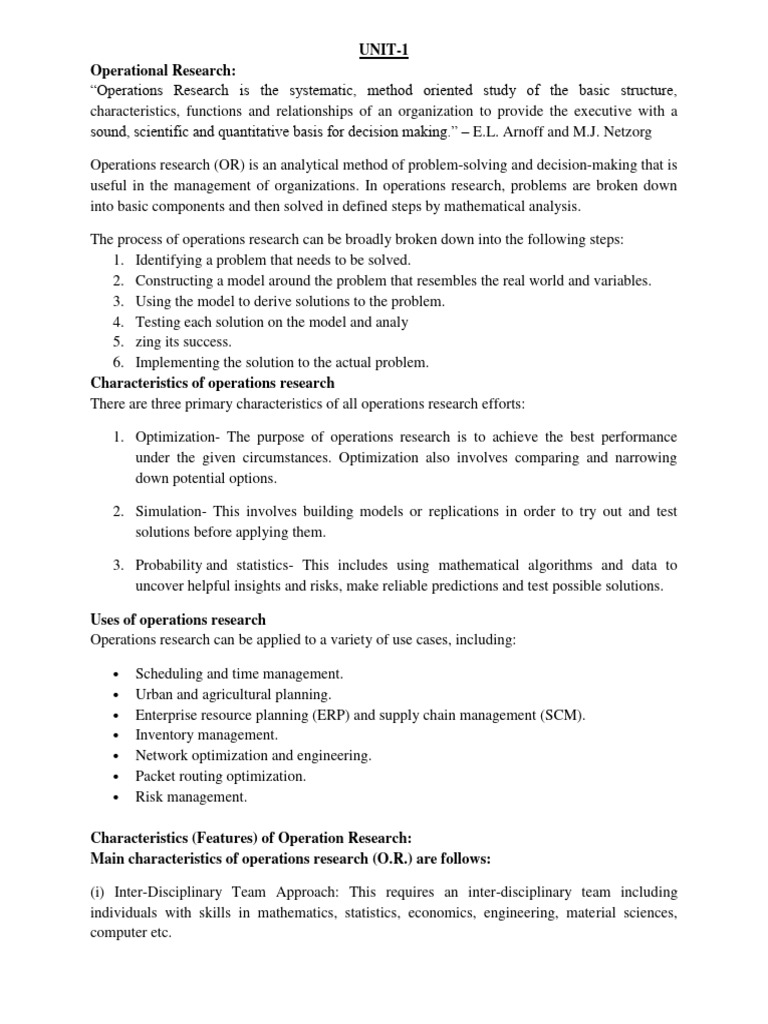 Unit - 1 | PDF | Linear Programming | Sensitivity Analysis