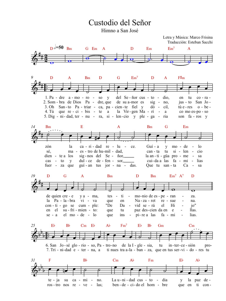 Custodio Del Señor (Himno A San José) - Partitura Completa | PDF | Religiones abrahámicas ...