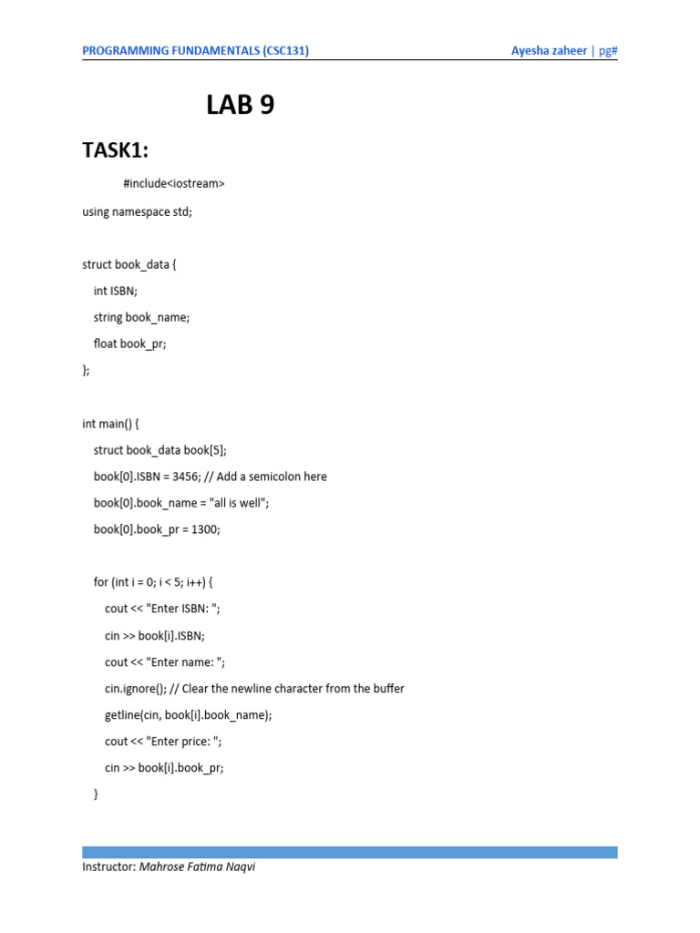 Lab 9 Pdf Namespace Object Oriented Programming