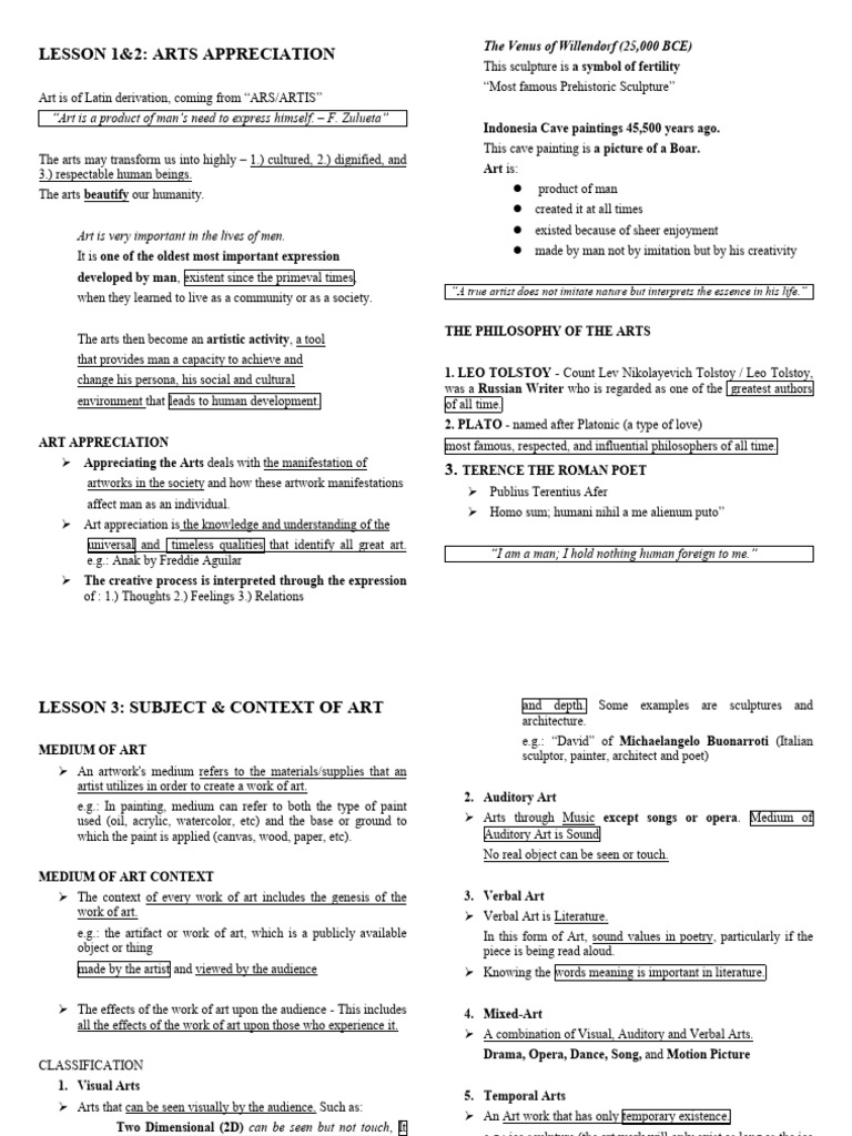 Art App Reviewer Lesson 1 4 | PDF | The Arts | Representation (Arts)