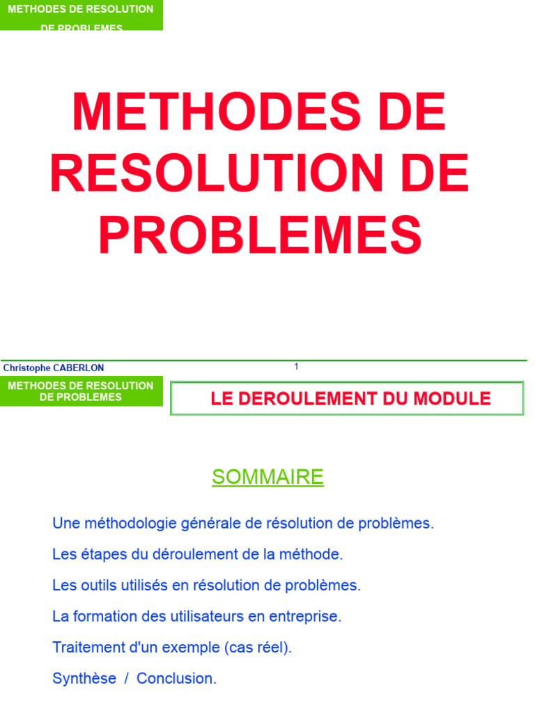 Cours Méthodes de Résolution Des Problèmes | PDF | Pouvoir de ...