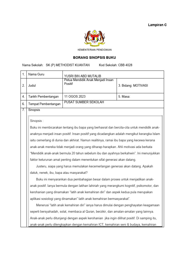 Sinopsis Buku SPLKPM 1 2023 | PDF