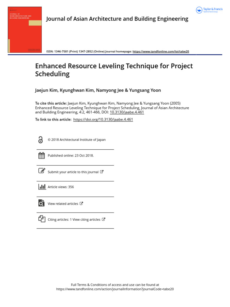 Enhanced Resource Leveling Technique For Project Scheduling | PDF | Scheduling (Production ...