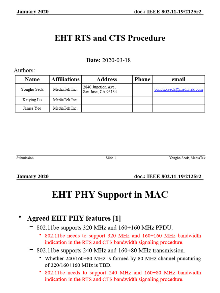 11 19 2125-02-00be Eht Rts and Cts Procedure | PDF | Ieee 802.11 ...