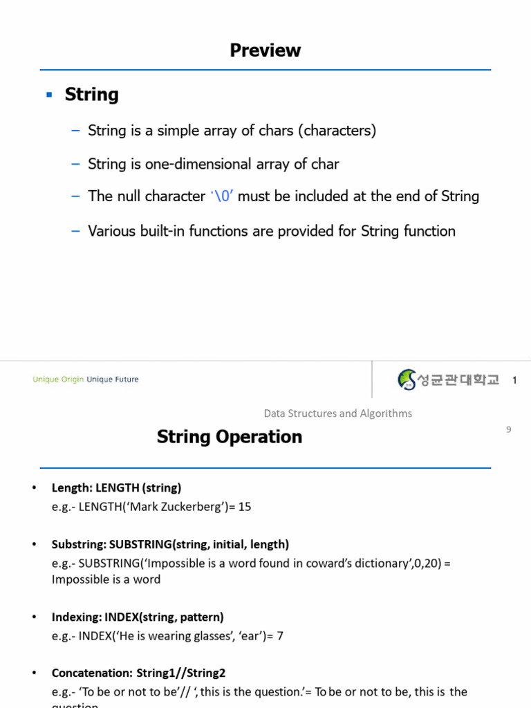String Operations in Data Structures | PDF | Teaching Methods & Materials | Science & Mathematics