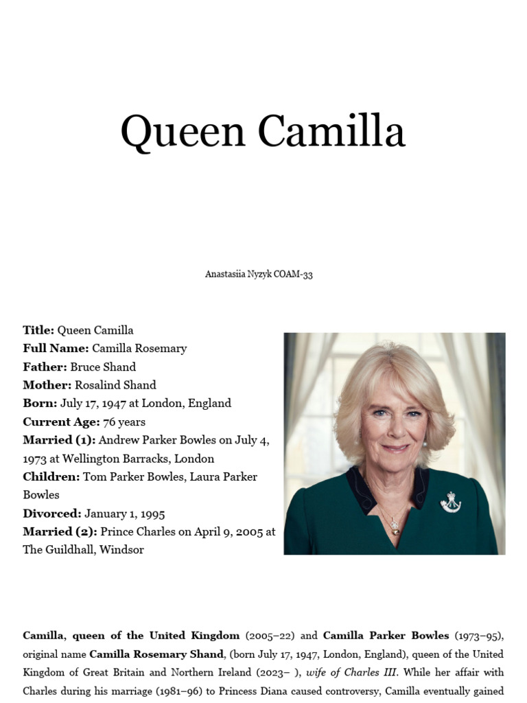 Queen Camilla | PDF | British Monarchy