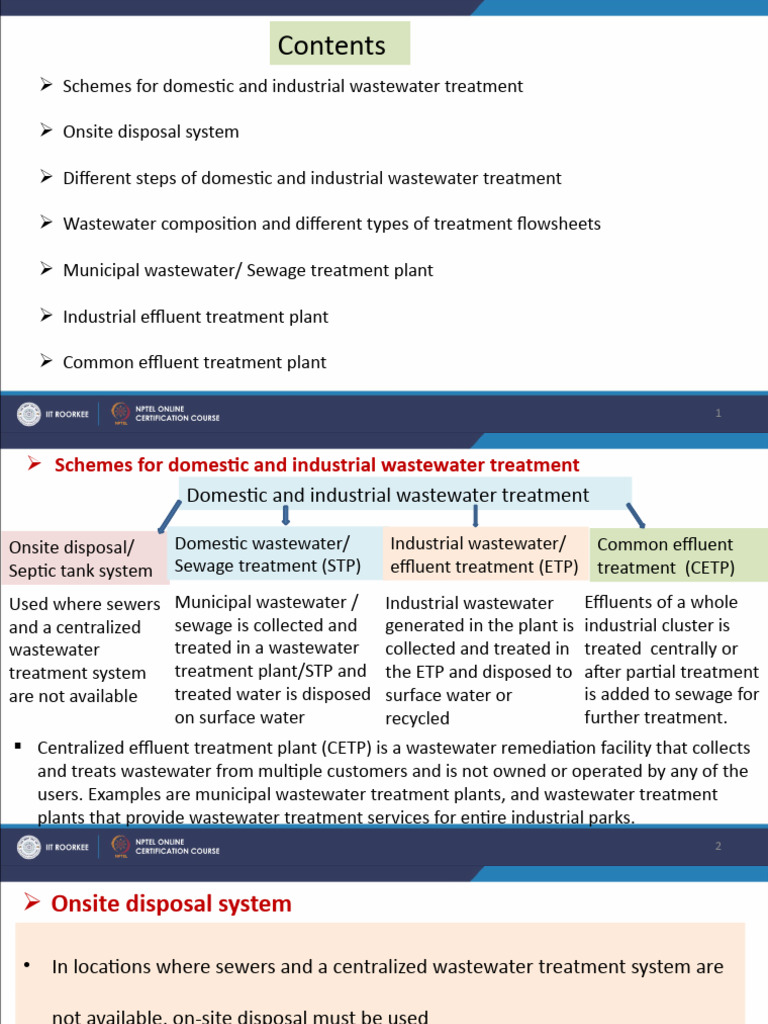 Lecture 7 - Treatment of Domestic and Industrial Waste Water - Schemes ...