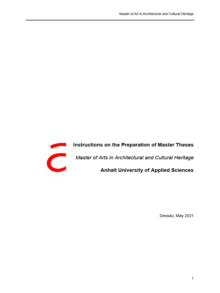 MAC Instructions On The Preparation of Master Theses | PDF | Thesis ...