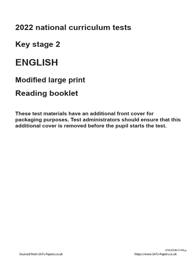 STA228411Mle 2022 ks2 English Reading MLP Reading Booklet | PDF | Copyright