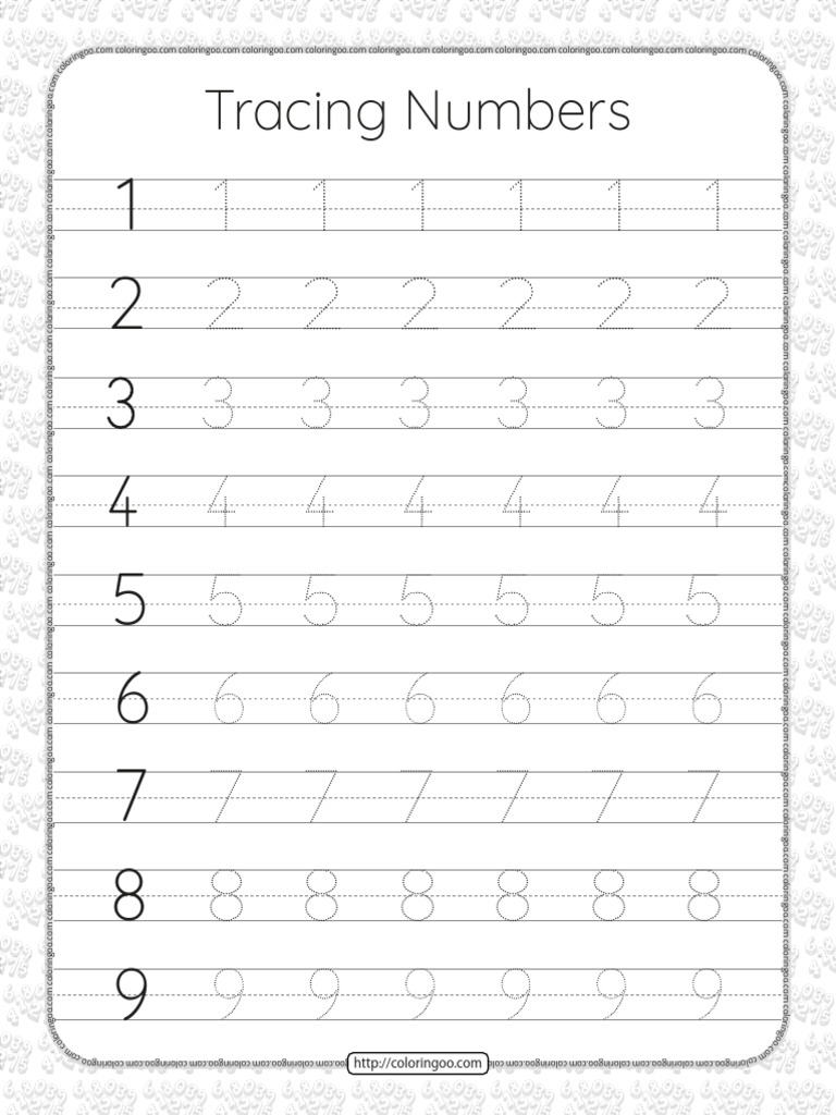 Printable Dotted Tracing Numbers PDF Worksheet | PDF