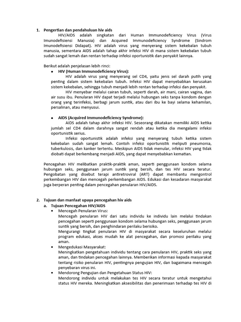 Pengertian Dan Pendahuluan Hiv Aids DLL | PDF | Pengembangan Diri | Sains & Matematika