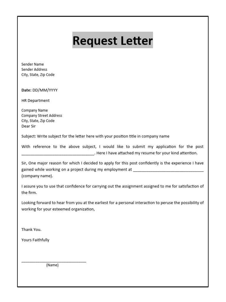 Job Application Request Letter Template | PDF | Career & Growth | Business