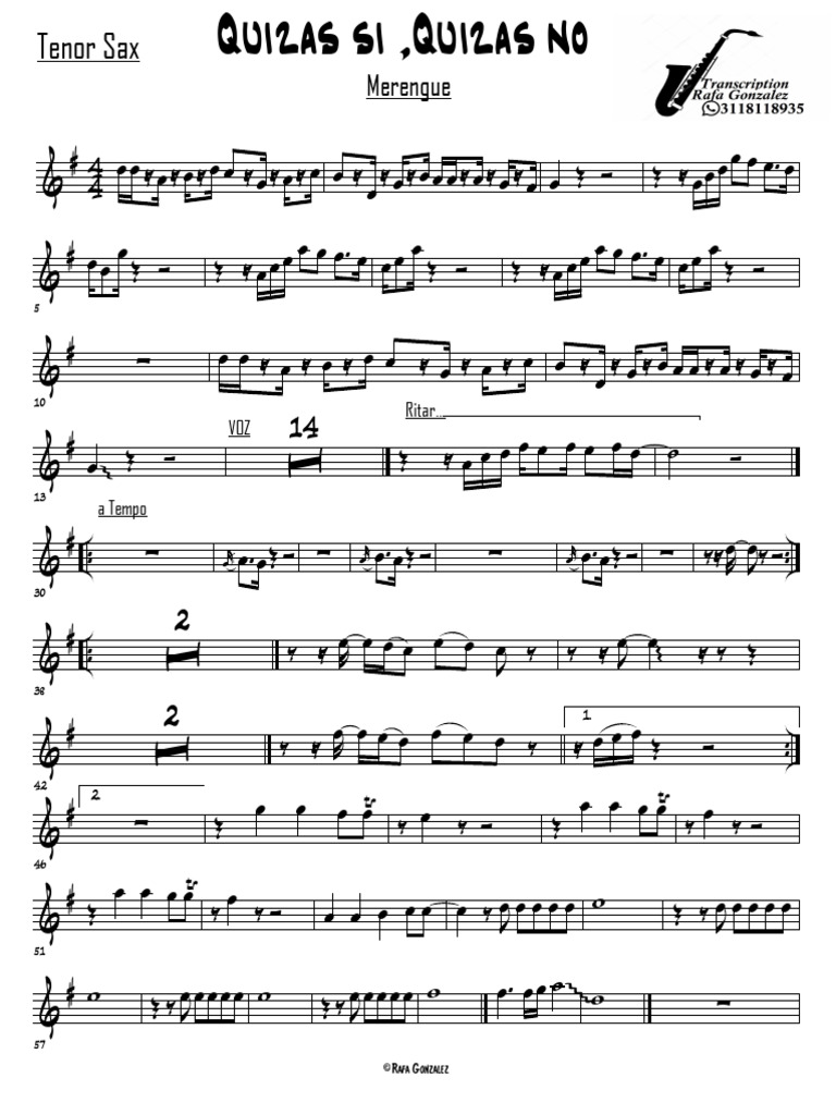 Quizás Sí, Quizás No: Letra y Acordes | PDF | Saxophone | Woodwind ...