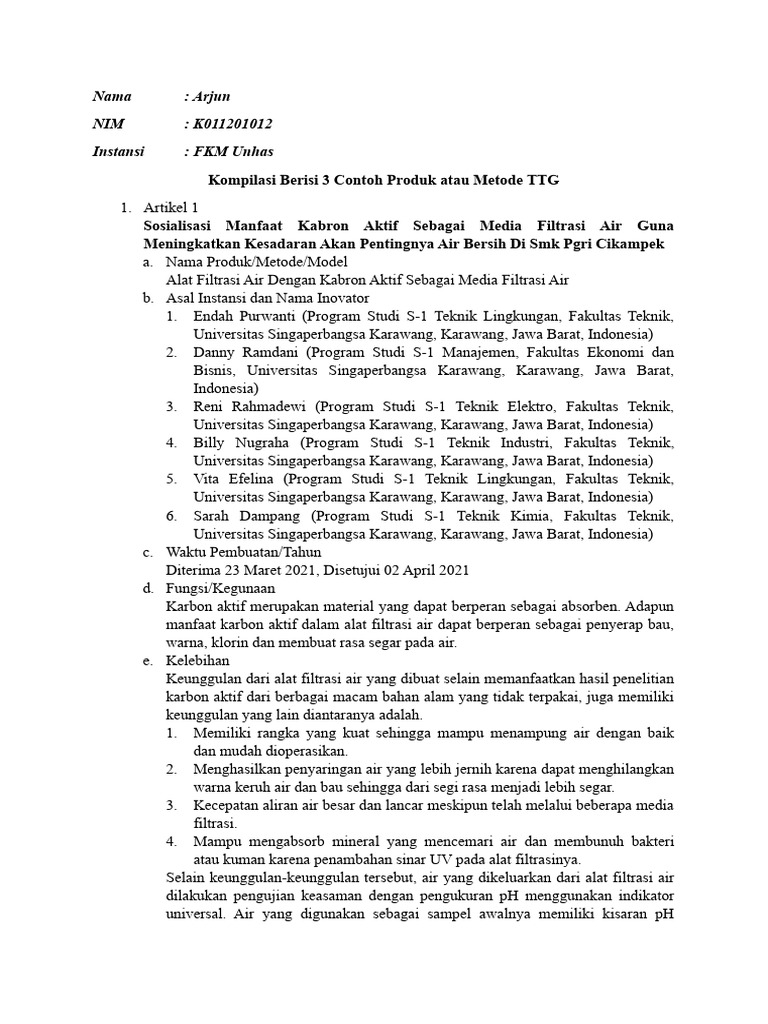 Nama: Arjun NIM: K011201012 Instansi: FKM Unhas | PDF | Sains & Matematika