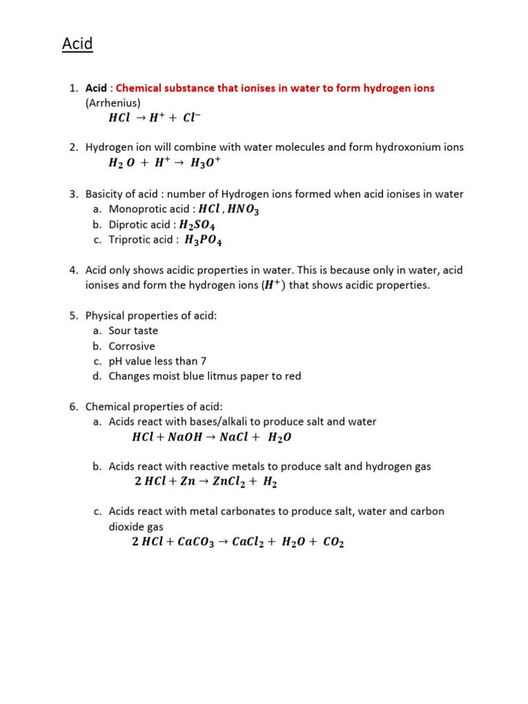 Acid-Base Reactions and Properties | PDF | Salt (Chemistry ...
