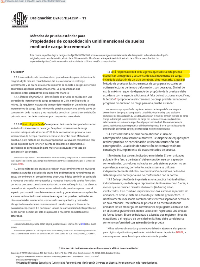 ASTM D2435-11 One-Dimensional Consolidation Properties of Soils Using ...