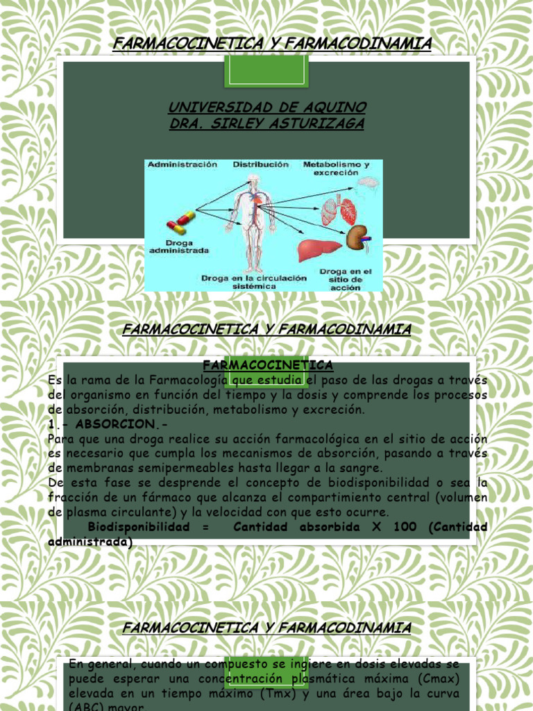 Farmacocinética y Farmacodinamia: Procesos y Factores | PDF | Ciencia y matemáticas