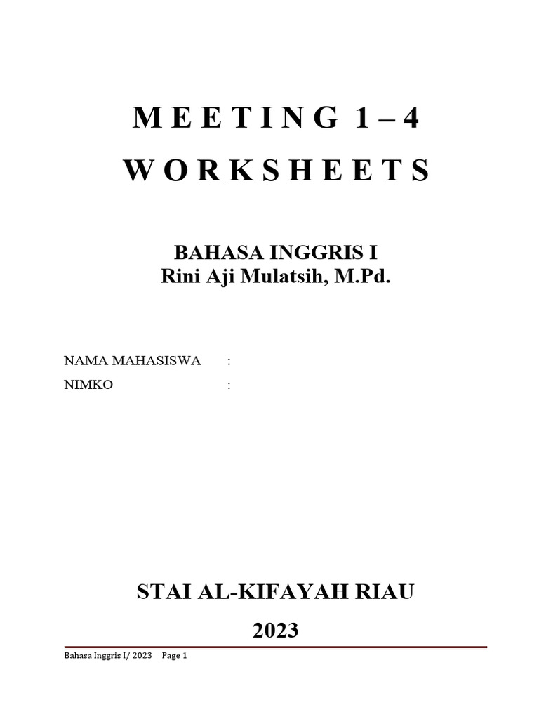 Worksheet Meeting 1-4 | PDF | Linguistics | Language Mechanics