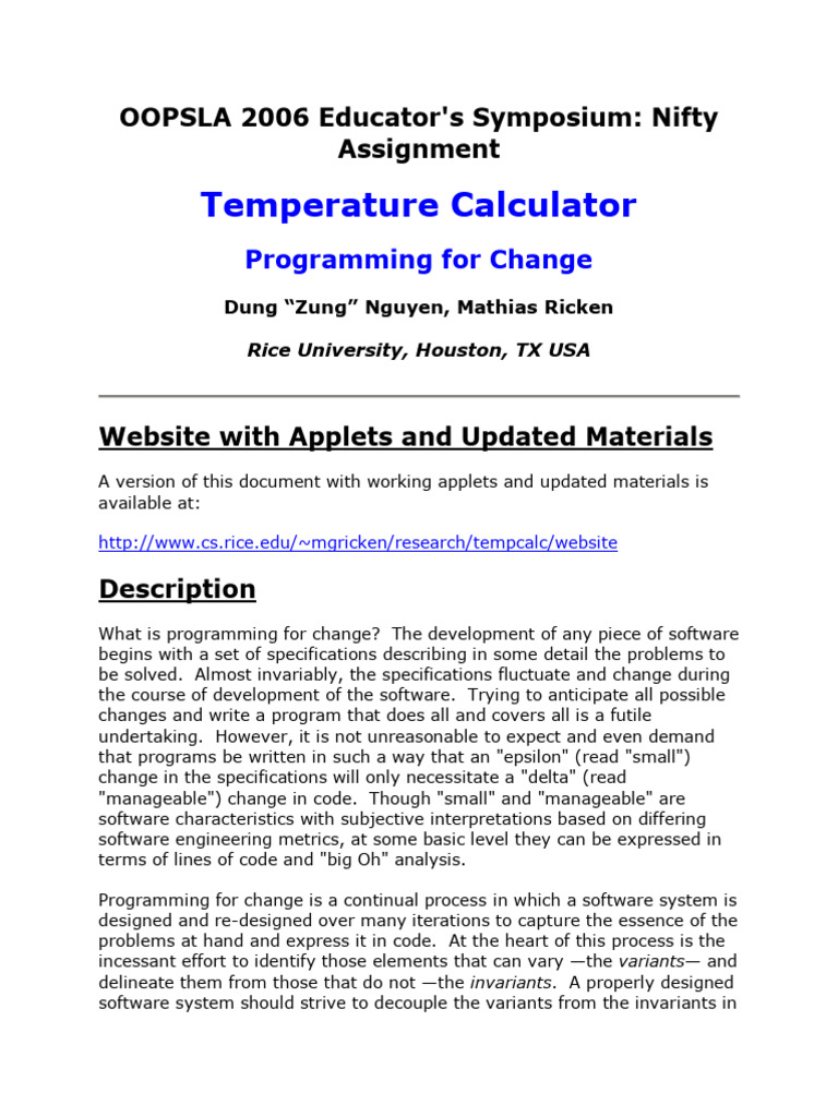Oopsla 2006 | PDF | Fahrenheit | Class (Computer Programming)