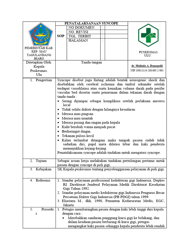 Sop Syncope | PDF | Sains & Matematika