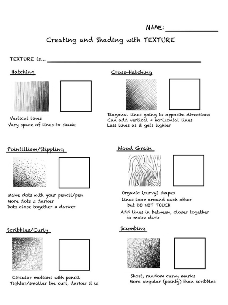 Shading Techniques Worksheet 2 | PDF