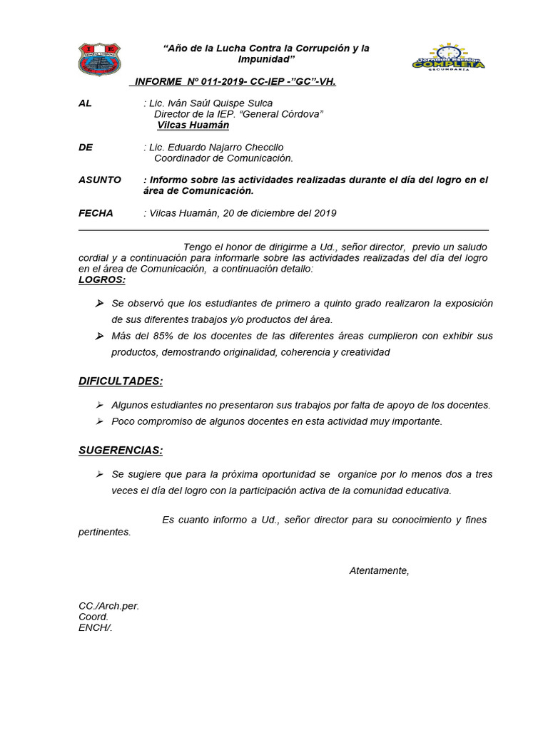 Informe Dia de Logro | PDF