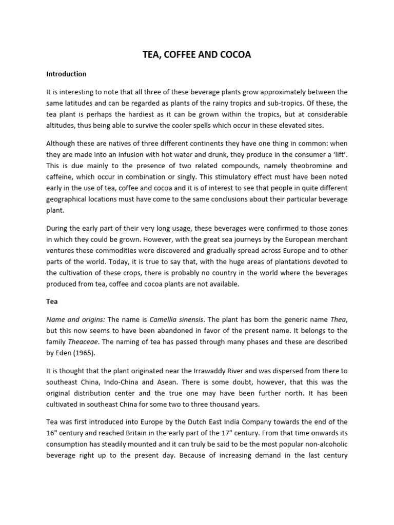 TEA, Coffe and Cocoa | PDF | Cocoa Bean | Chocolate