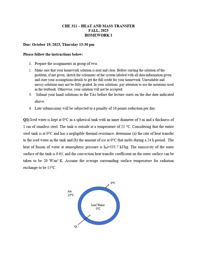 Che 311-HW1 | PDF | Heat Transfer | Heat