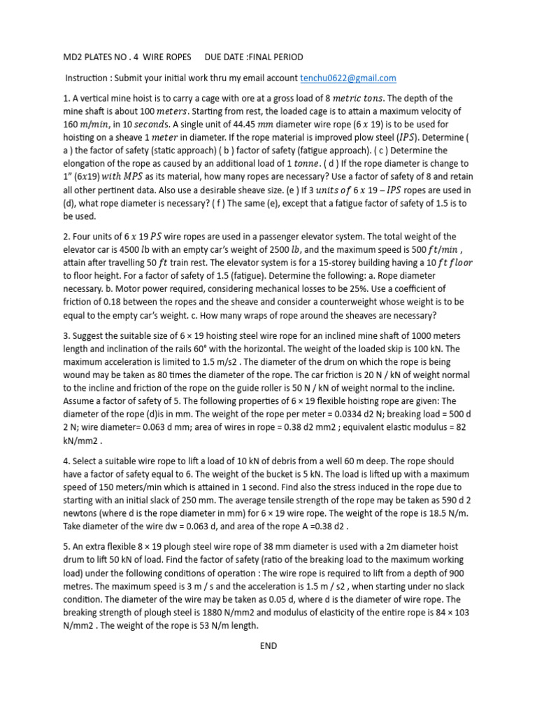 Md2 Plates No 4 Wire Ropes | PDF | Rope | Elevator