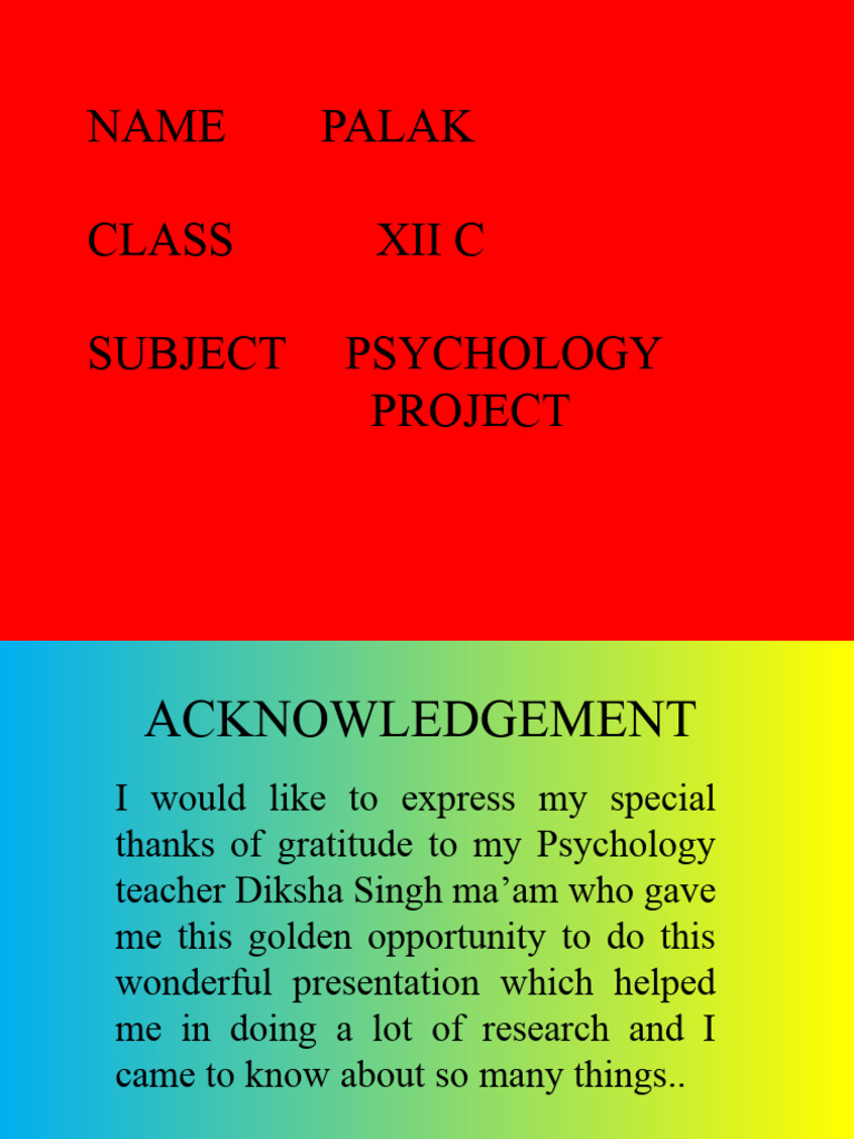 Psychology Project Palak..... | PDF | Psychotherapy | Cognitive Behavioral Therapy