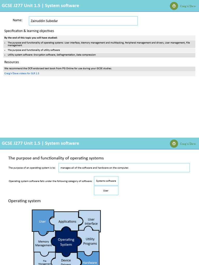 GCSE System Software Overview | PDF | Graphical User Interfaces | Operating System