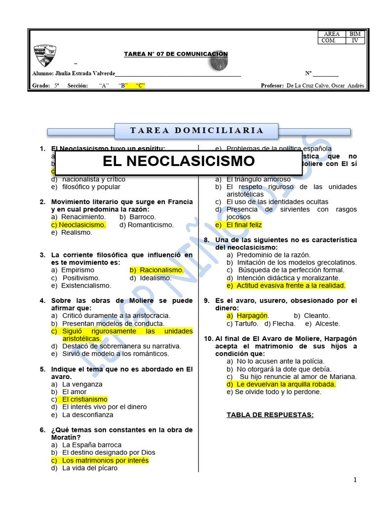 Tarea N 02 - Neoclasicismo | PDF