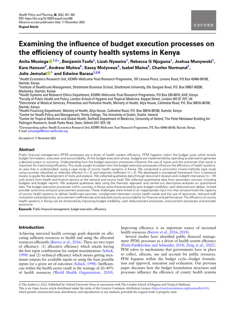Kenya Health Budget Execution Efficiency | PDF | Procurement ...