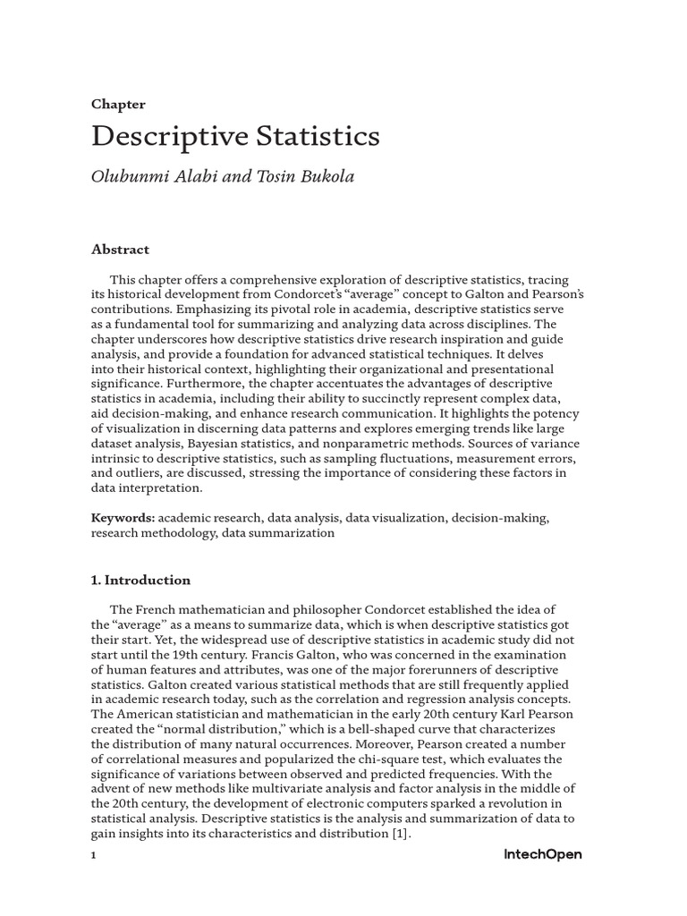 Introduction To Descriptive Statistics | PDF | Statistics | Data Analysis