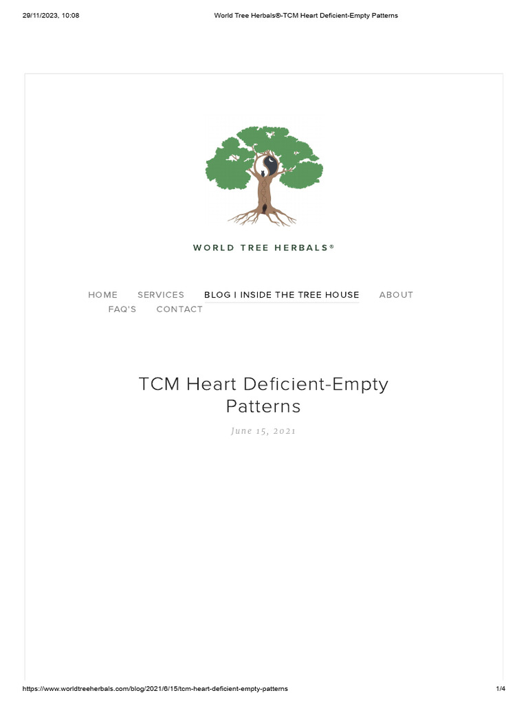World Tree Herbals®-TCM Heart Deficient-Empty Patterns | PDF ...