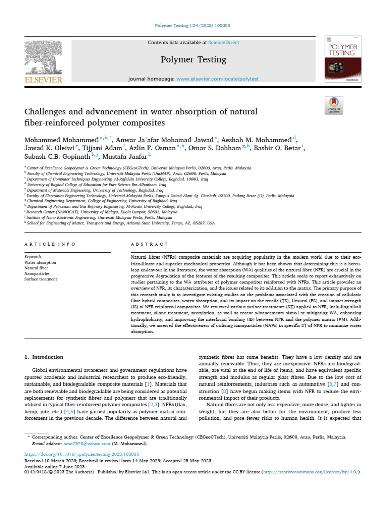 Mohammed Et Al 2023 | PDF | Composite Material | Fibers Mohammed Et Al 2023 | PDF | Composite Material | Fibers