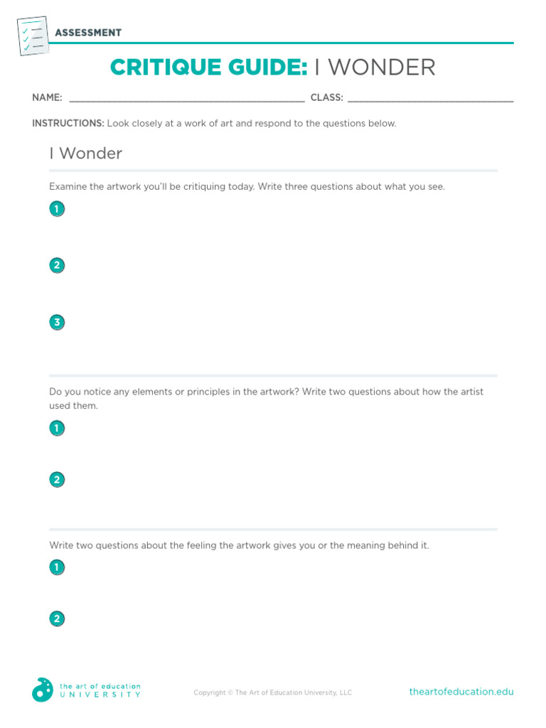 Critique Guide - I Wonder | PDF