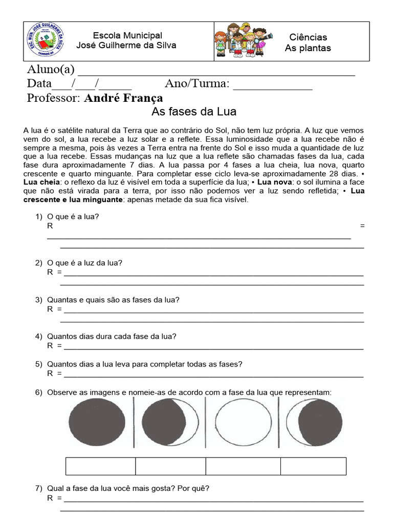 Fases da Lua: Ciclo e Duração | PDF | Ciências e Matemática