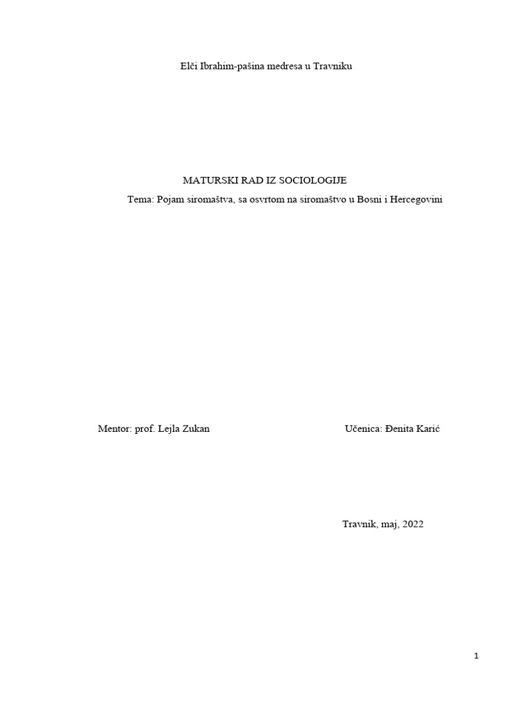 Maturski Rad Azra | PDF