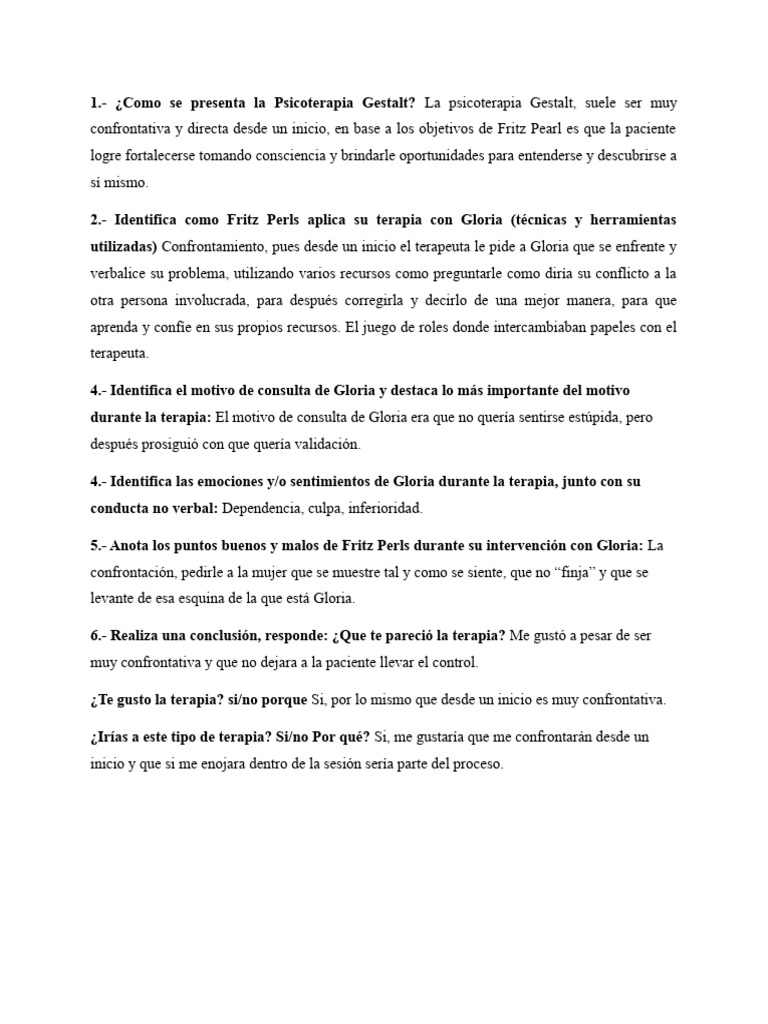 Tarea Godoy (Terapia Gestalt) | PDF