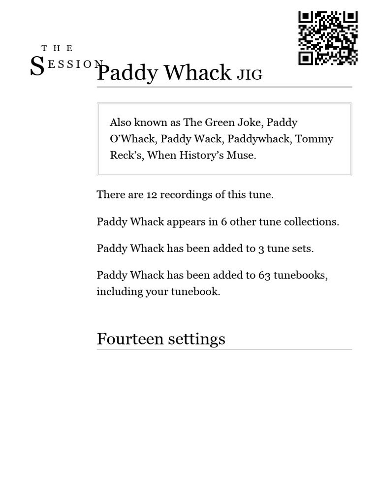 PR Paddy Whack (Jig) On The Session | PDF | Celtic Music | Western ...